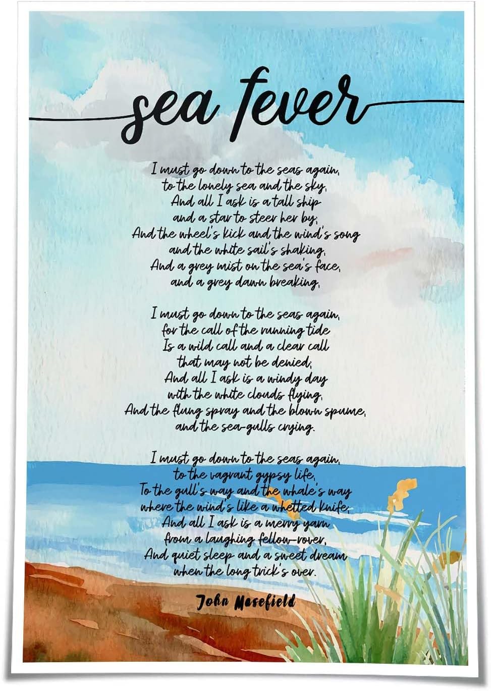 Amazon.com: Peastrog Sea Fever Poem Wall Decoration Home Pictures for ...