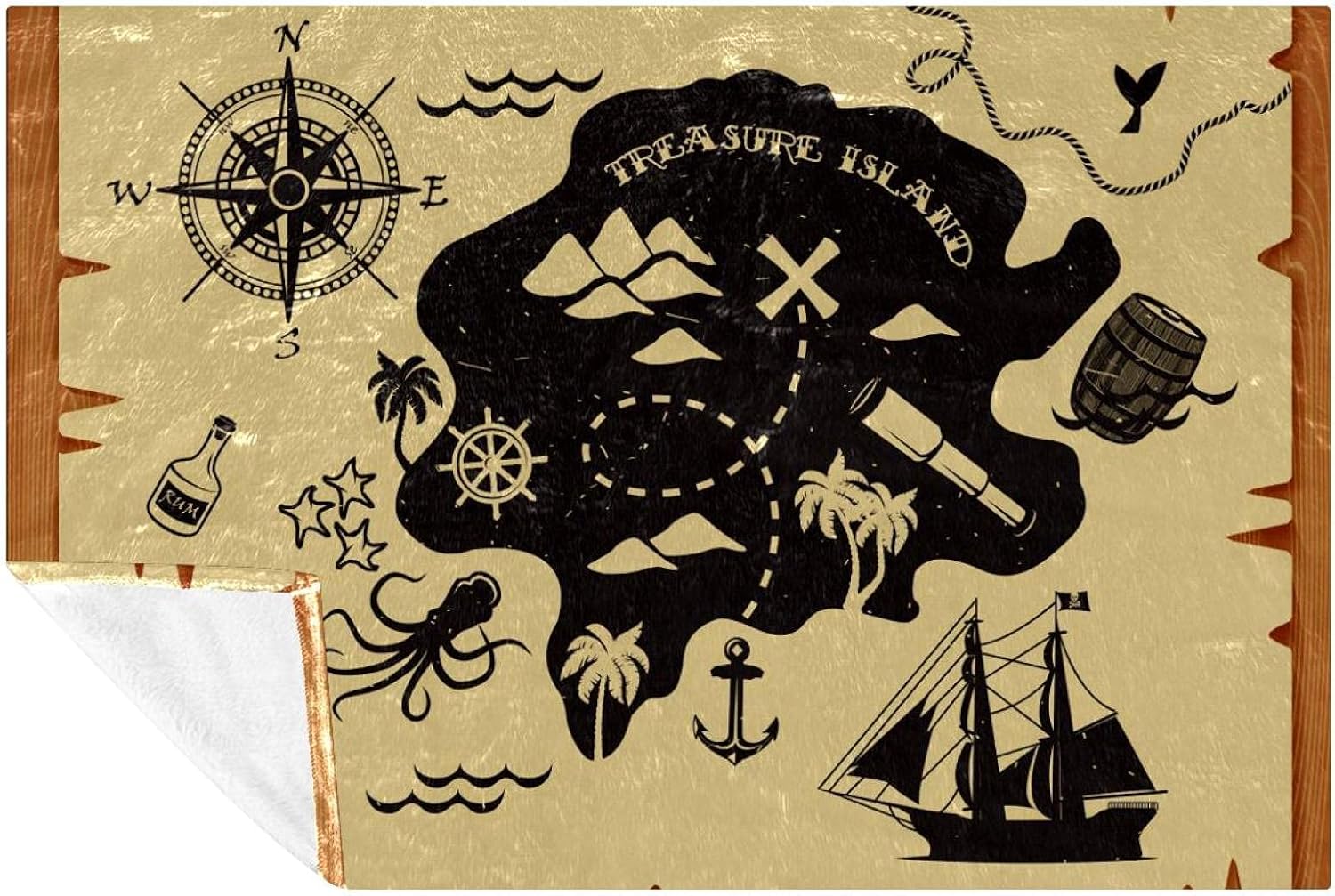 Amazon.com: Pirate Treasure Map Throw Blanket 59x39 Warm Soft Blankets ...