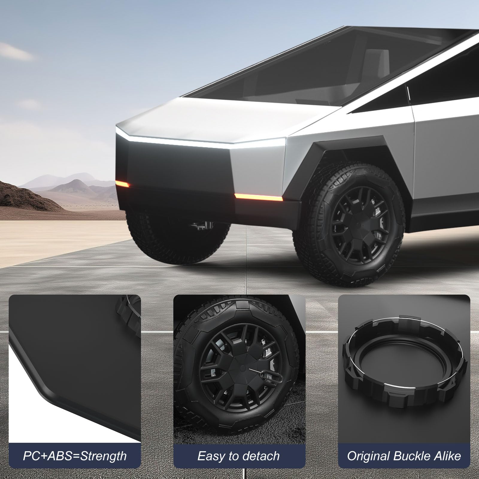 Snapklik.com : PC+ABS Wheel Center Caps For Cybertruck,4pcs Matte Black ...