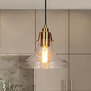 Gold Glass Pendant Light Fixture, Modern Pendant Lighting for Kitchen ...