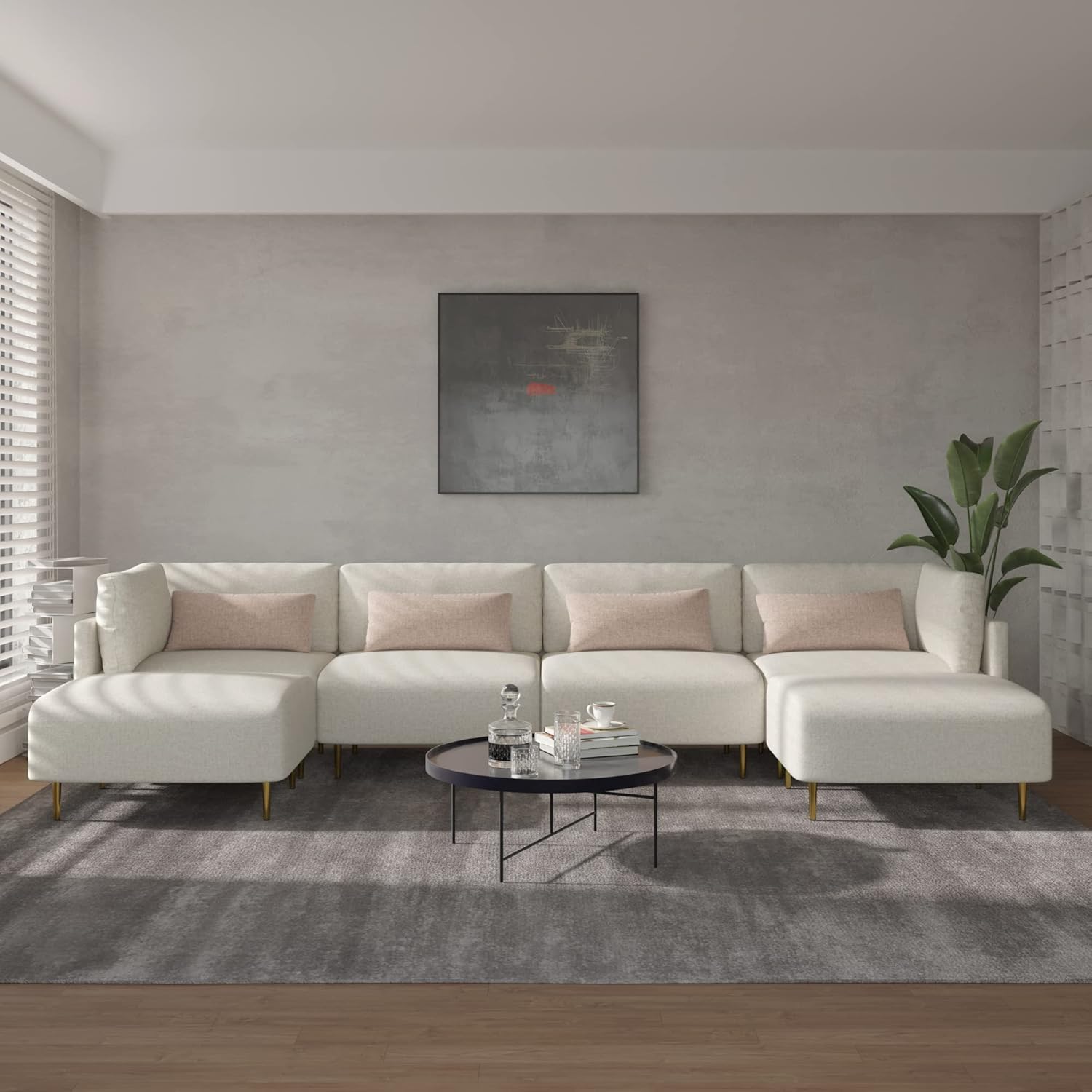 Amazon.com: TIFLON 143" Convertible Sectional Sofa Couch, Modular Couch ...