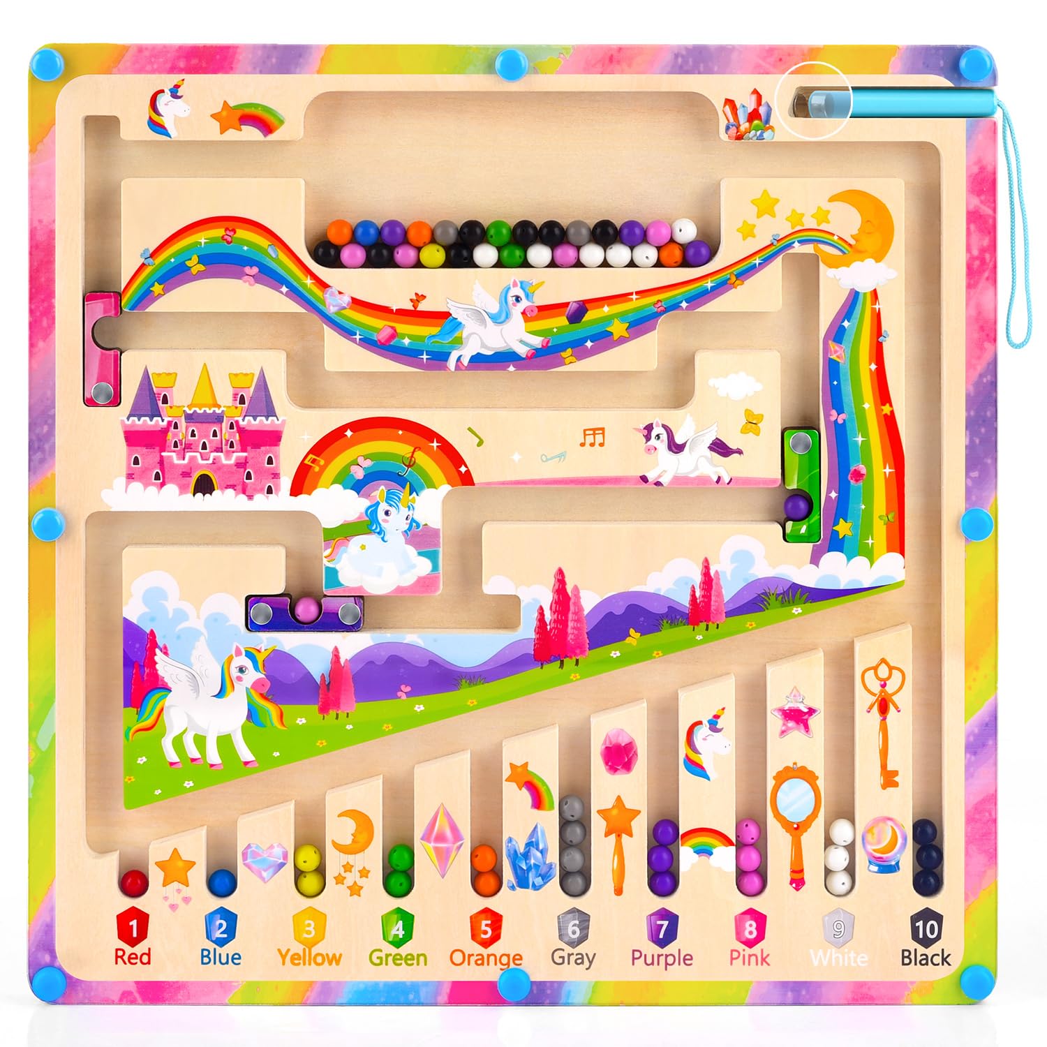 Magnetic Color and Number Maze - 2 Play Ways Montessori Toys for 3 4 5 ...