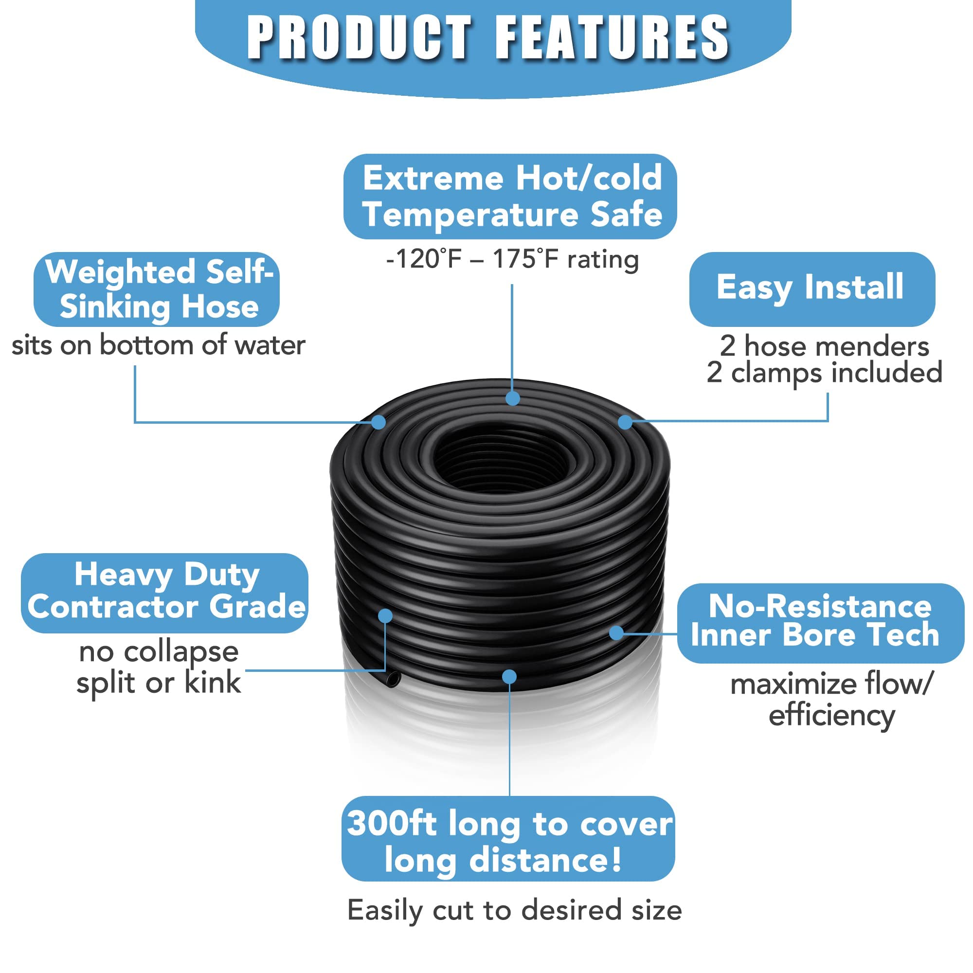 Snapklik.com : Self Sinking Aeration Hose 300 Ft 38 In