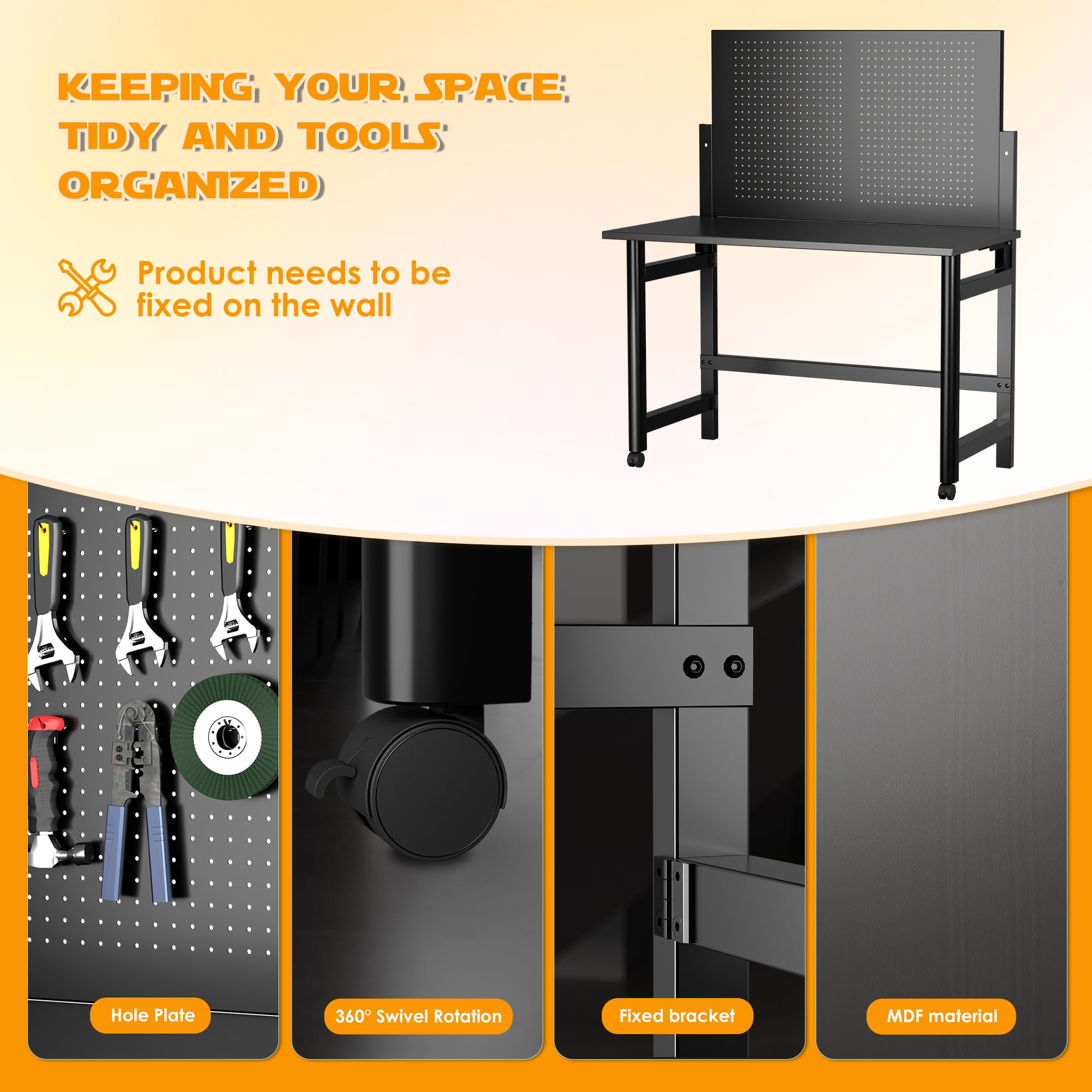 Snapklik.com : Heavy-Duty Wall-Mounted Workbench,Work Bench Table For ...