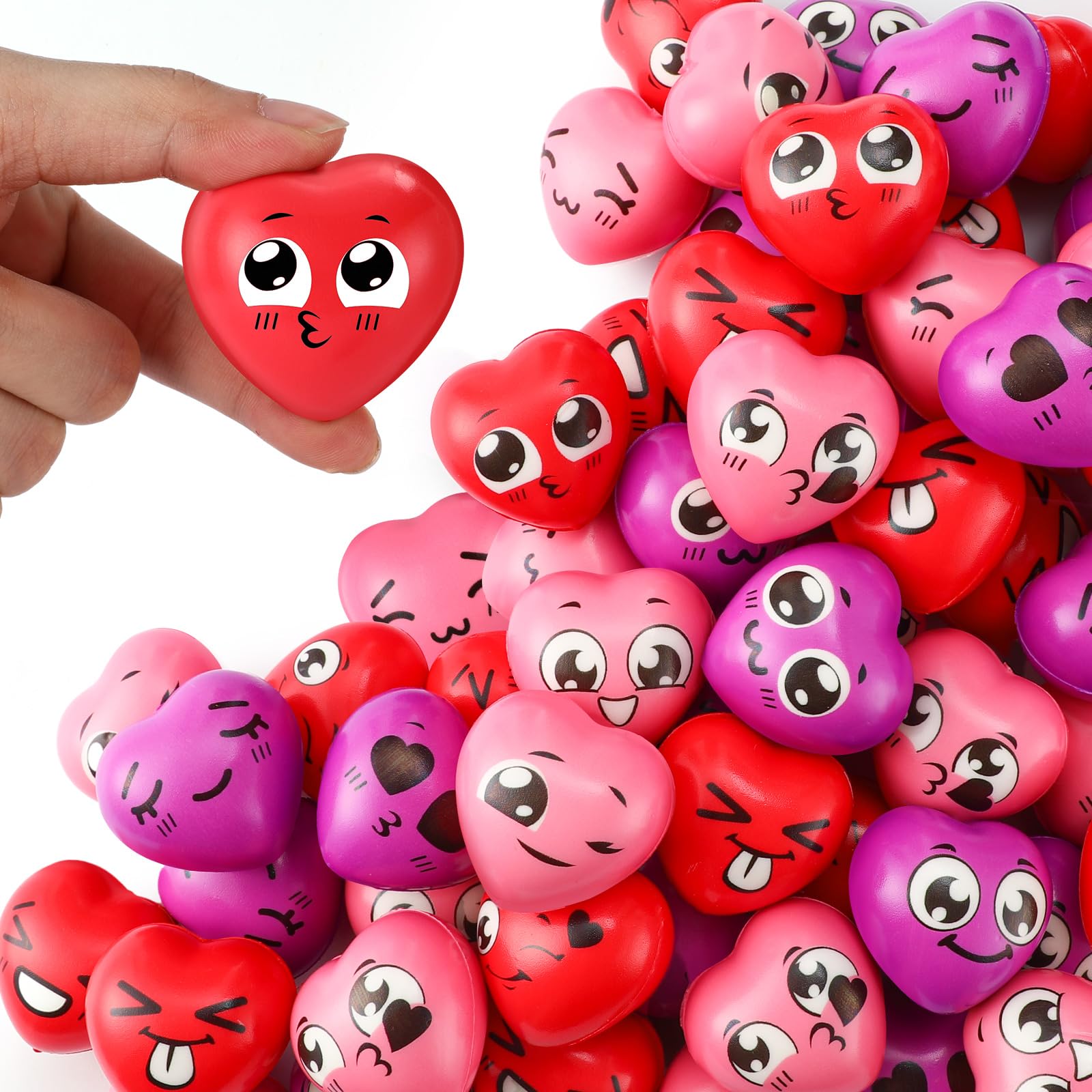 Amazon.com: Jerify 100 Pcs Valentines Day Heart Stress Balls 1.5 Inch ...