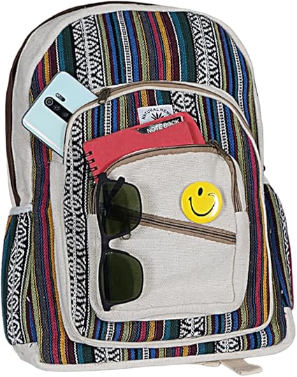 Amazon.com: Marubhumi Natural Himalayan Hemp Backpack: Large, multi ...