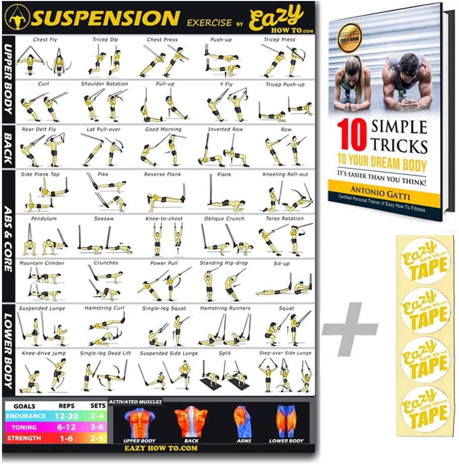 Eazy How To Suspension Cables Exercise Workout TRX Poster BIG 51 x 73cm ...