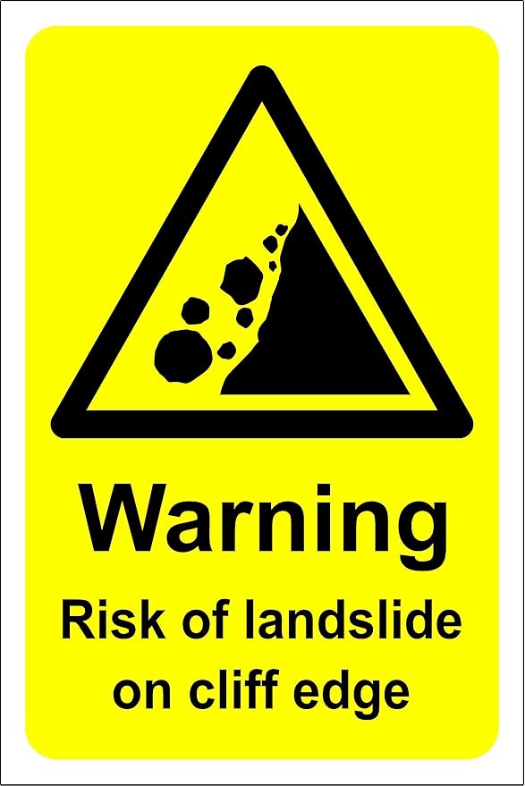 Warning risk of landslide on cliff edge Safety sign - 3mm Aluminium ...
