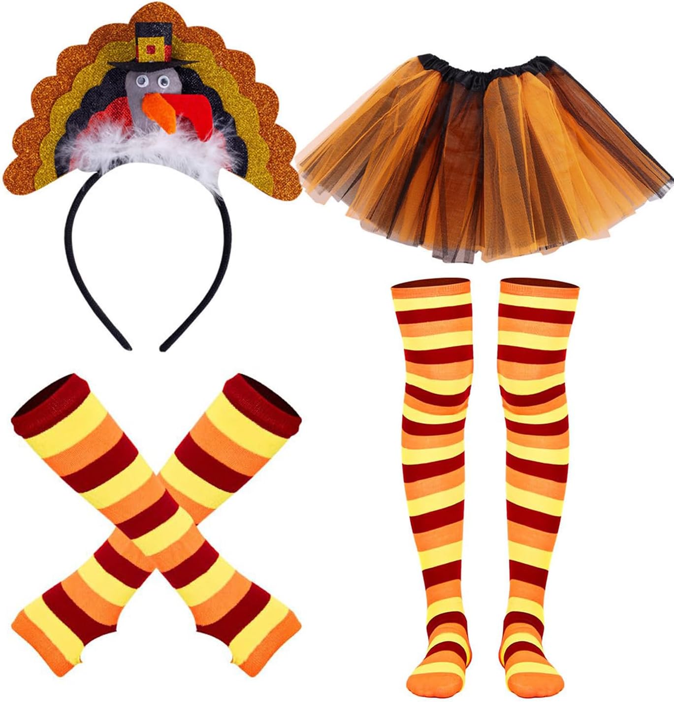Amazon.com: 4 Pcs Thanksgiving Tutu Costume Thanksgiving Turkey Trot ...
