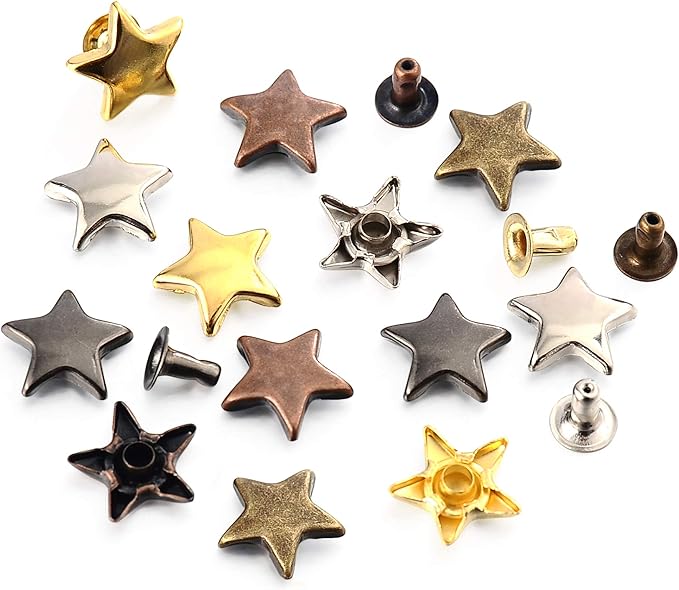 Amazon.com: 100 Sets 12MM Mixed Color Star Rivets for Leather Star ...