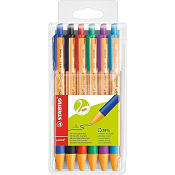 Ballpoint -STABILO pointball Wallet of 6 Assorted Colours: Amazon.co.uk ...