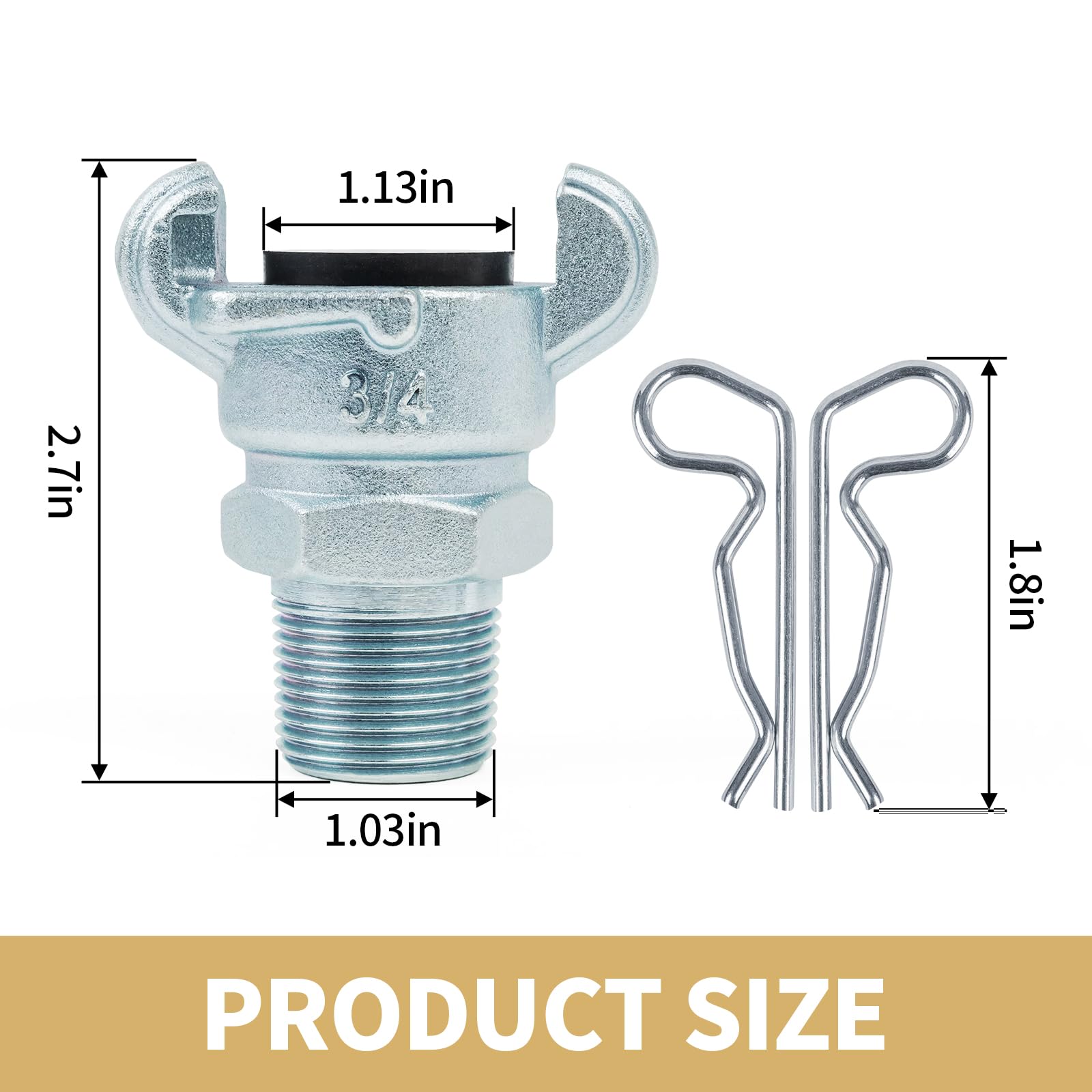 Snapklik.com : ChillWaves Iron Air Hose Fitting, 3/4" NPT Male 2 Lug ...