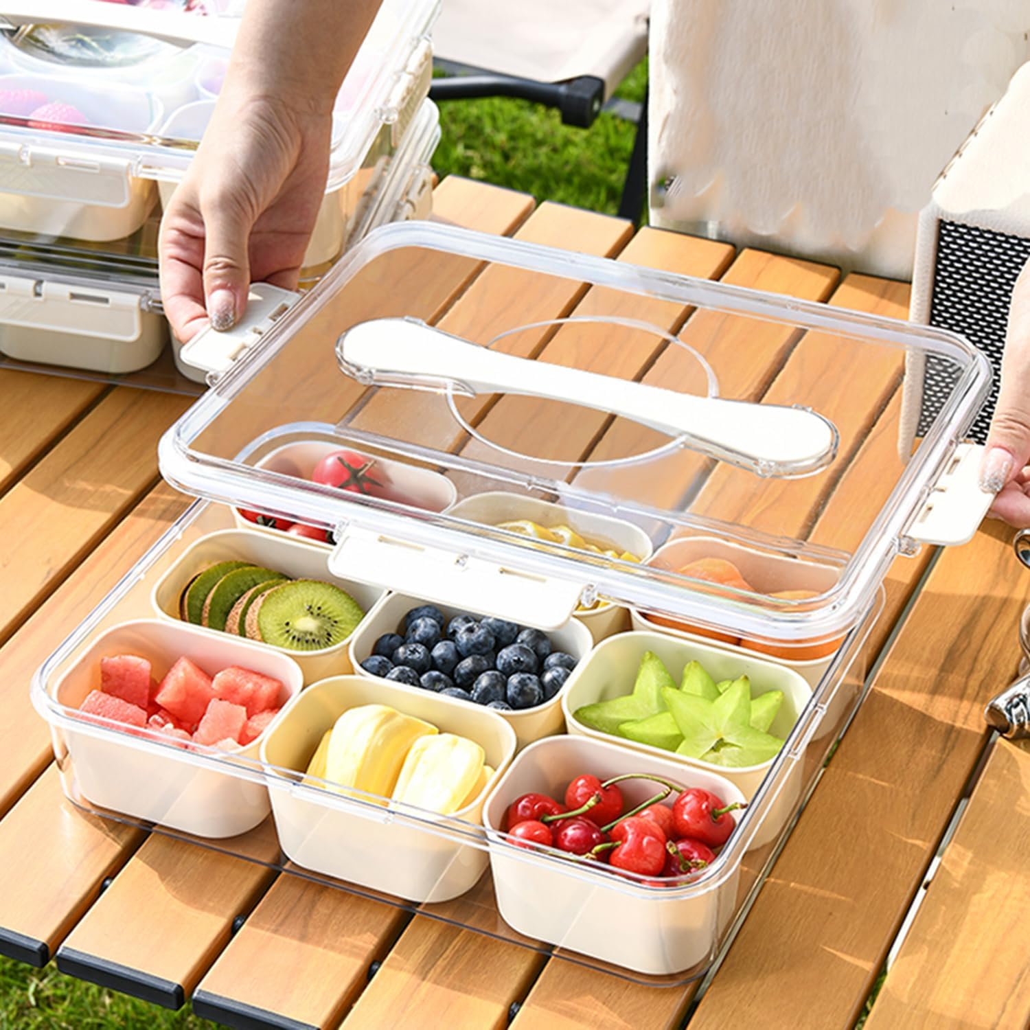 Amazon.com | Divided Serving Tray with Lid and Handle, Snackle Box ...