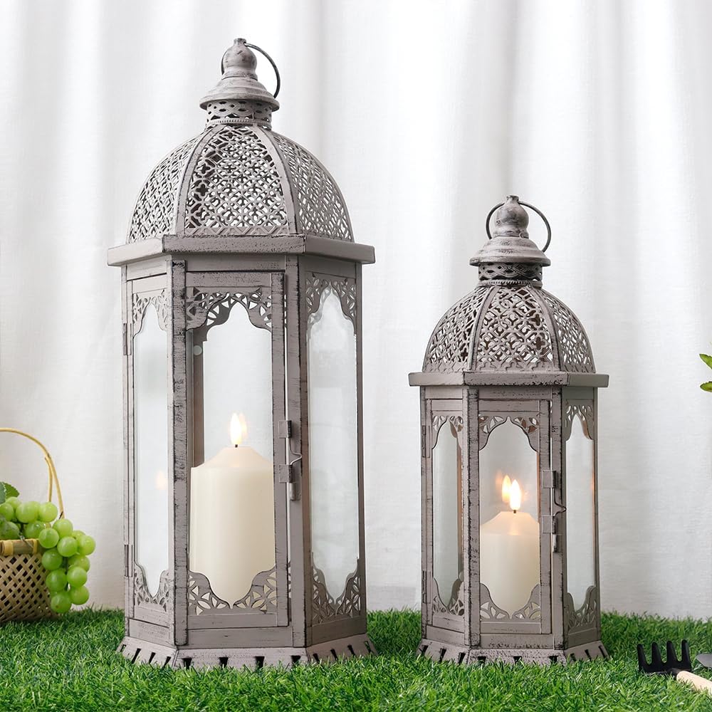 Amazon.com: NEWIMAGE Set of 2 Decorative Candle Lantern 22"&17" H ...