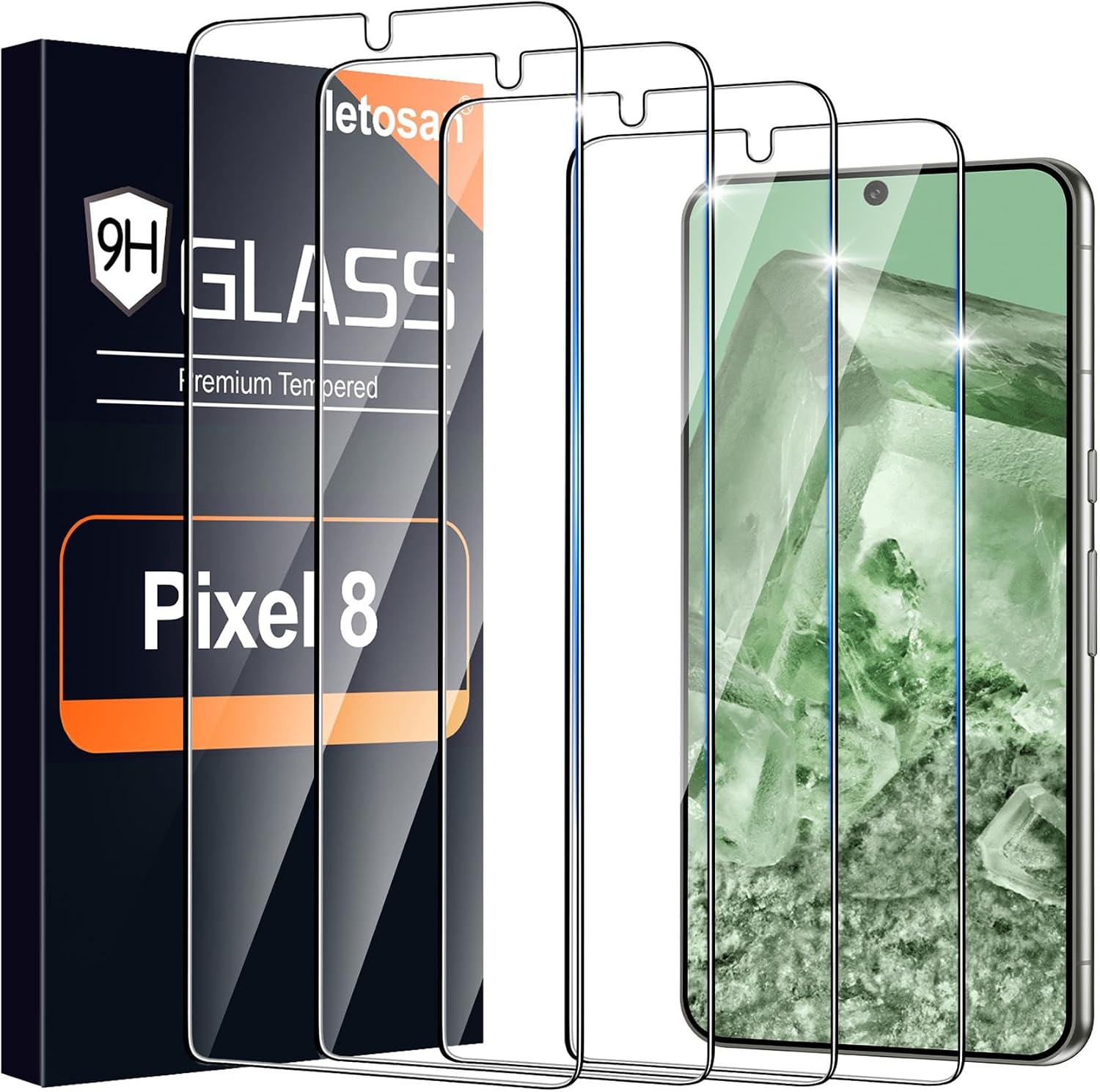 Amazon.com: letosan 4 Pack for Google Pixel 8 Screen Protector, 9H ...
