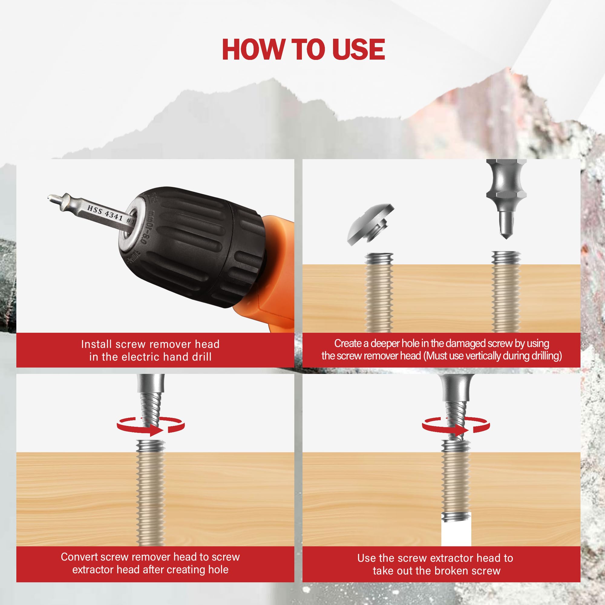 Snapklik.com : 6PC Damaged Screw Extractor Set, Remover Kit For Stripped Screws Nuts & Bolts ...