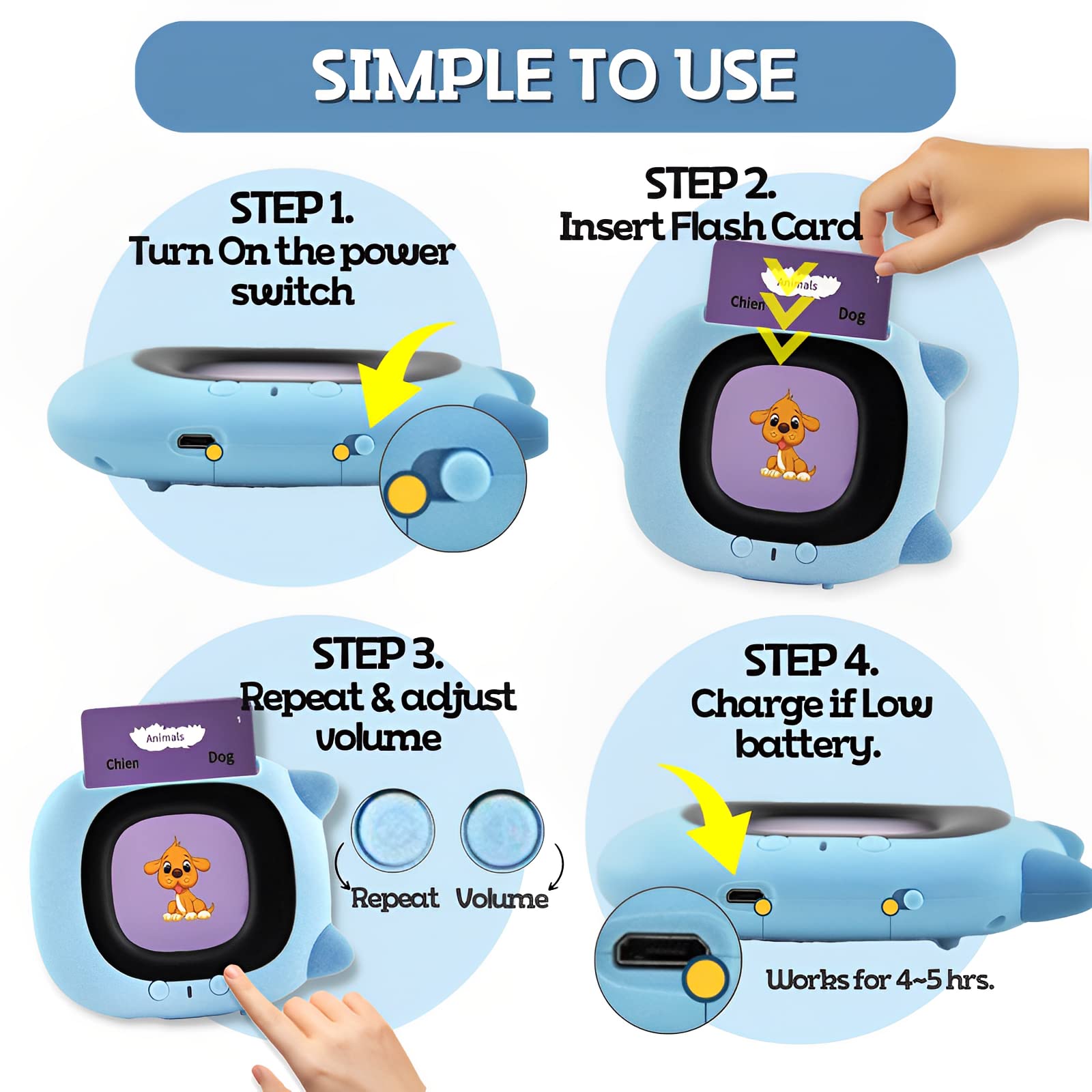 Snapklik.com : ZEENKIND French & English Talking Flash Cards For ...