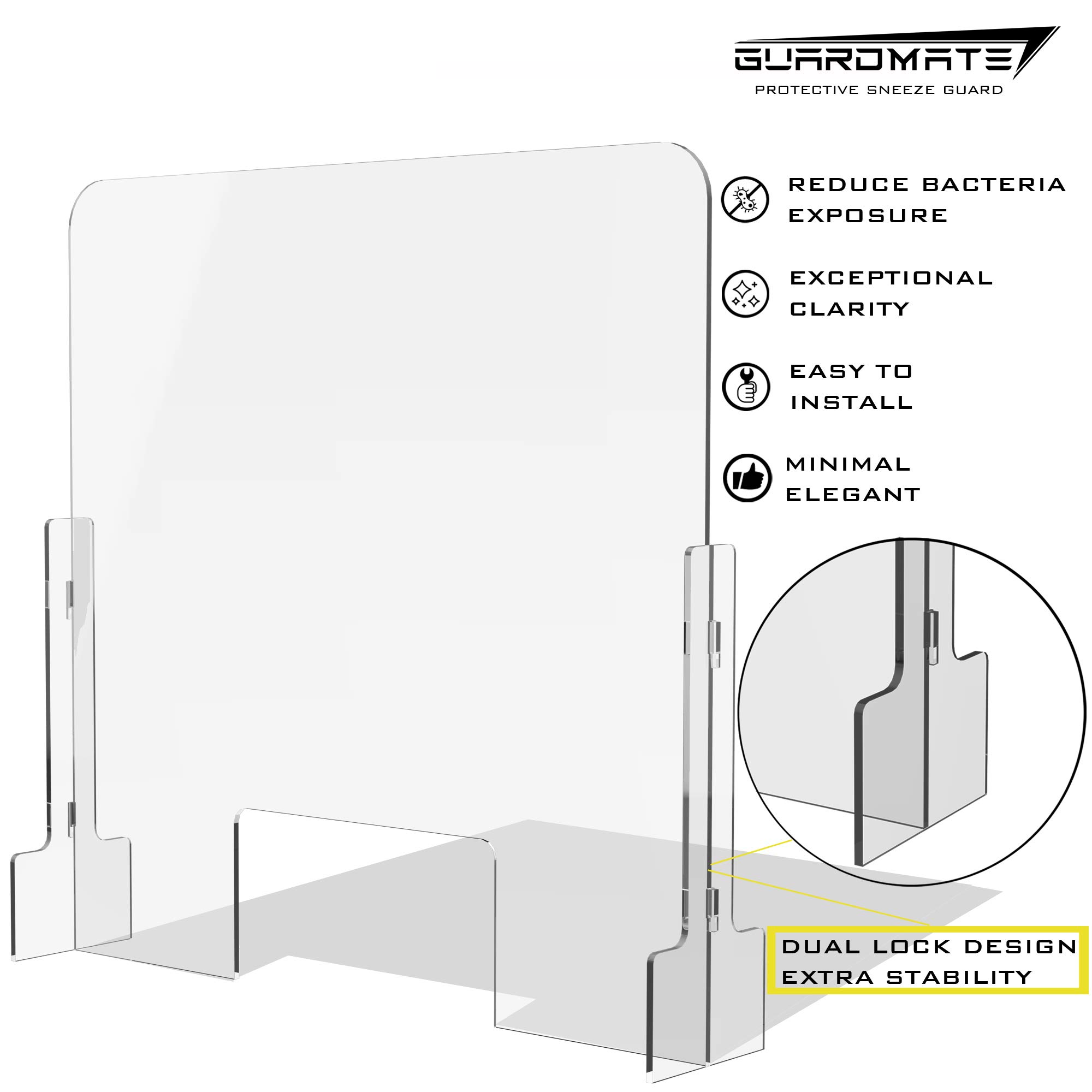 Buy GUARDMATE | Plexiglass Shield Premium Commercial Grade Sneeze Guard ...