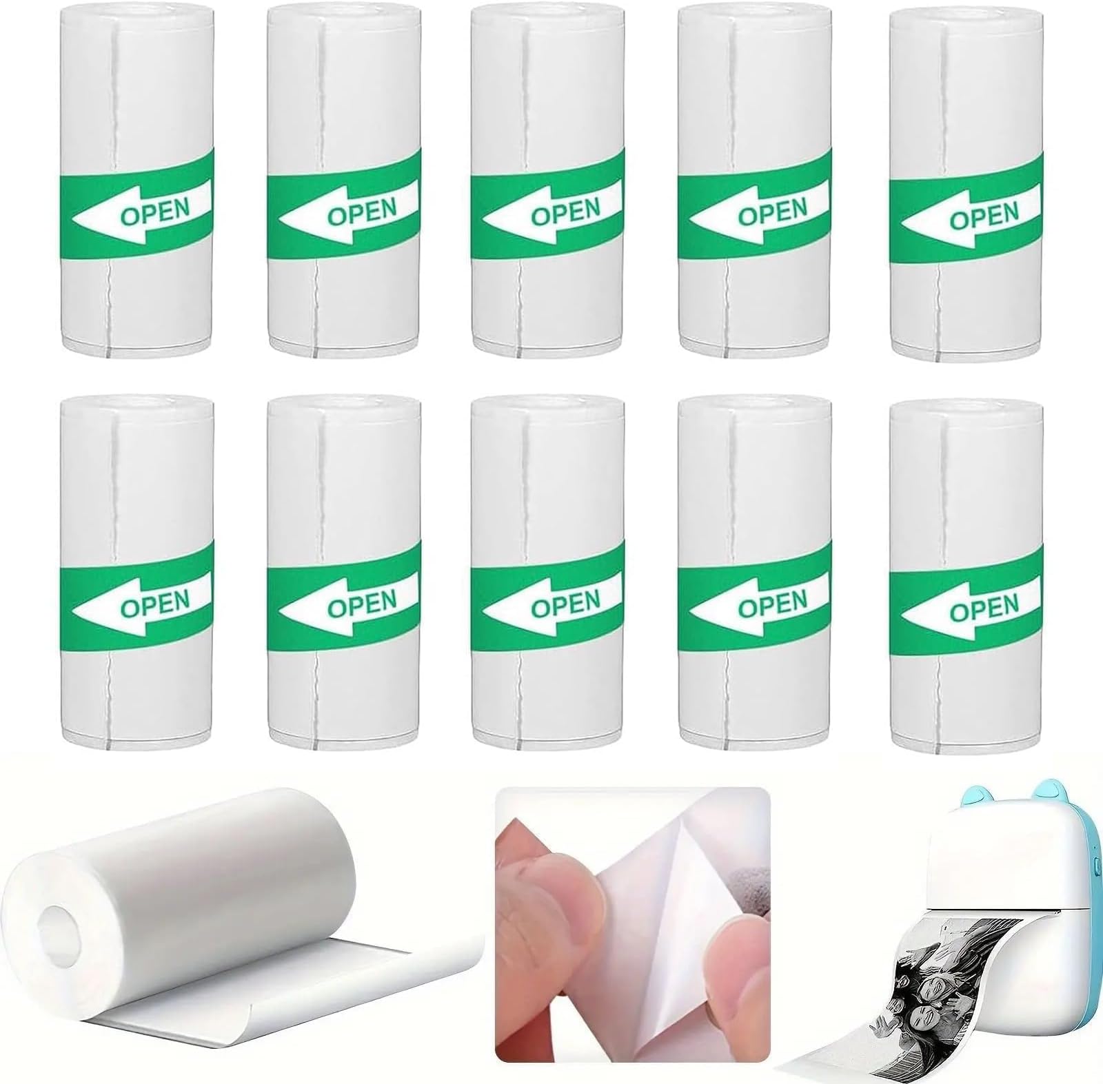10 Rolls Mini Printer Sticker Paper Roll, Thermal Printer Paper, Mini ...