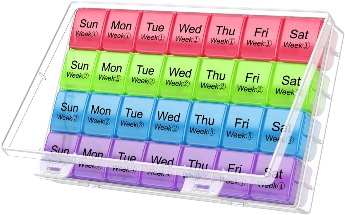 Amazon.com: Large Monthly Pill Organizer 28 Day Medication Organizer ...
