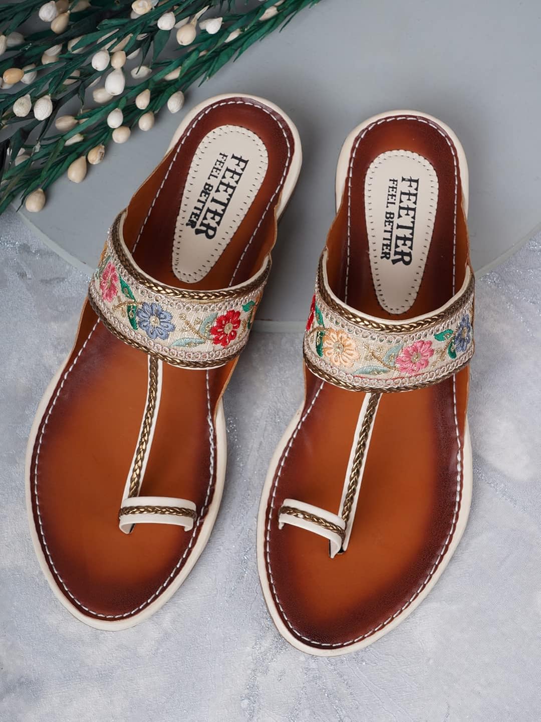 Buy RAI SAHAB Cream Stylish Sandal For Women | Casual Sandal at Amazon.in