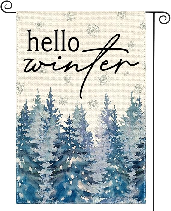 Amazon.com : AVOIN colorlife Hello Winter Garden Flag 12x18 Inch Double ...