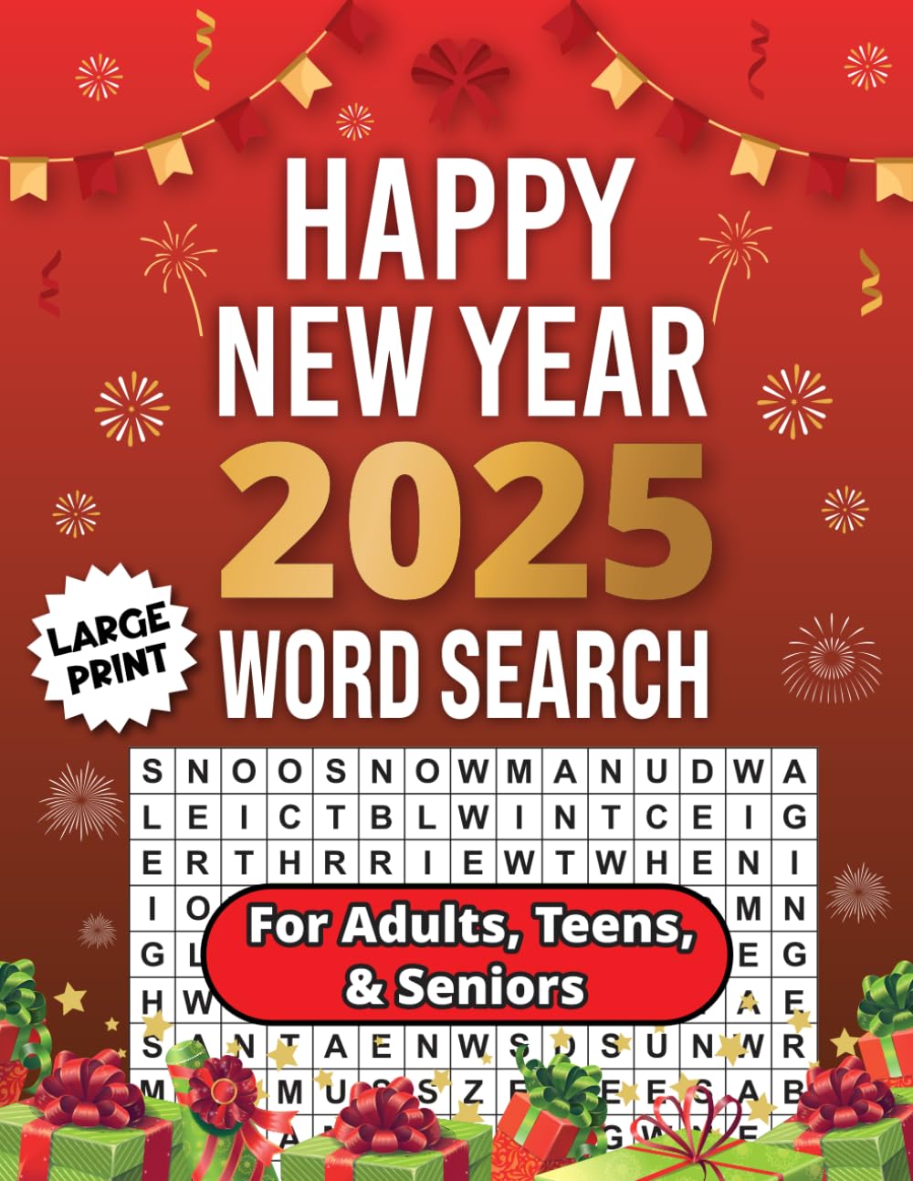 Amazon.com: Happy New Year 2025 Word Search for Adults: 75 Holiday ...