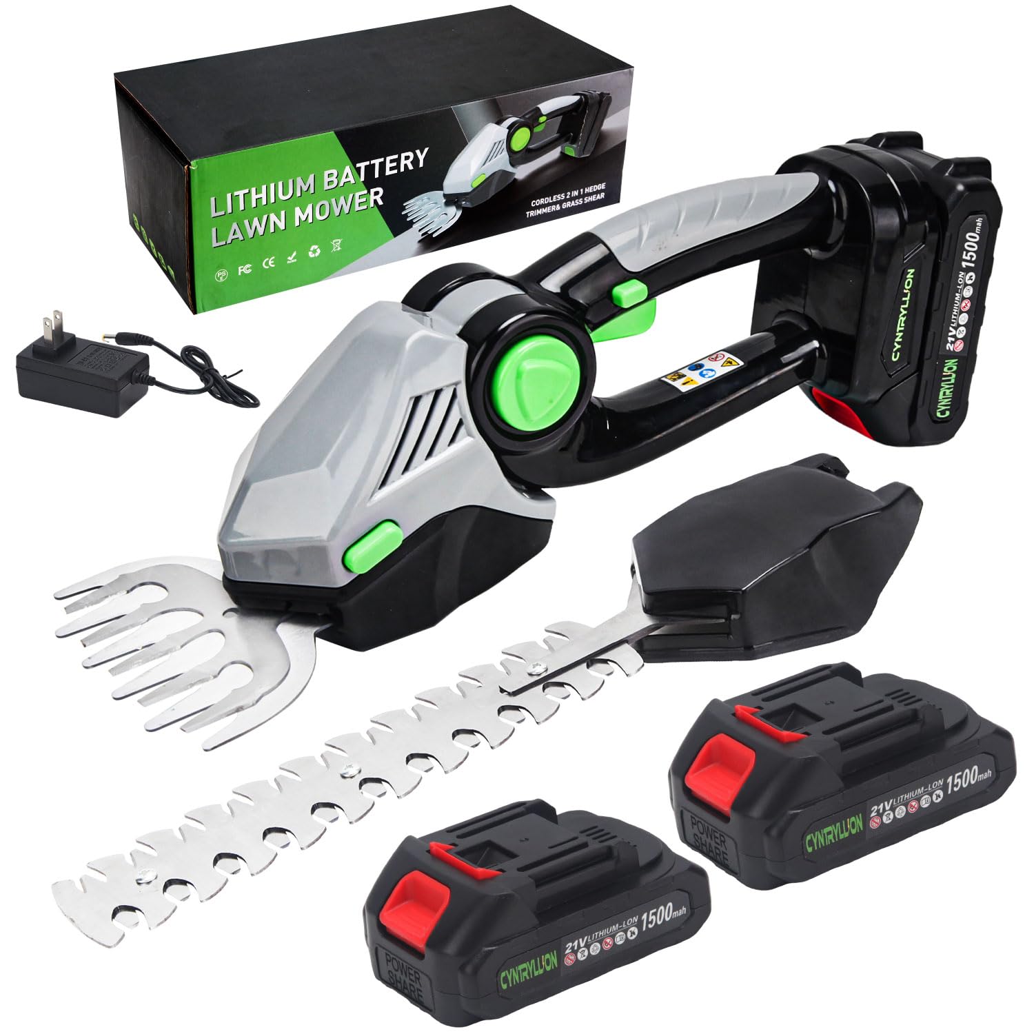 Amazon.com : Electric Hedge Trimmer -21V, 2-in-1 Handheld Lawn Trimmer ...