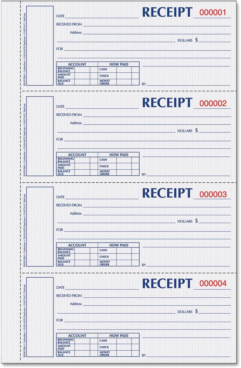 Amazon.com : Money Receipt Book, 3-Part, Carbonless, 2-3/4" x 6-7/8 ...