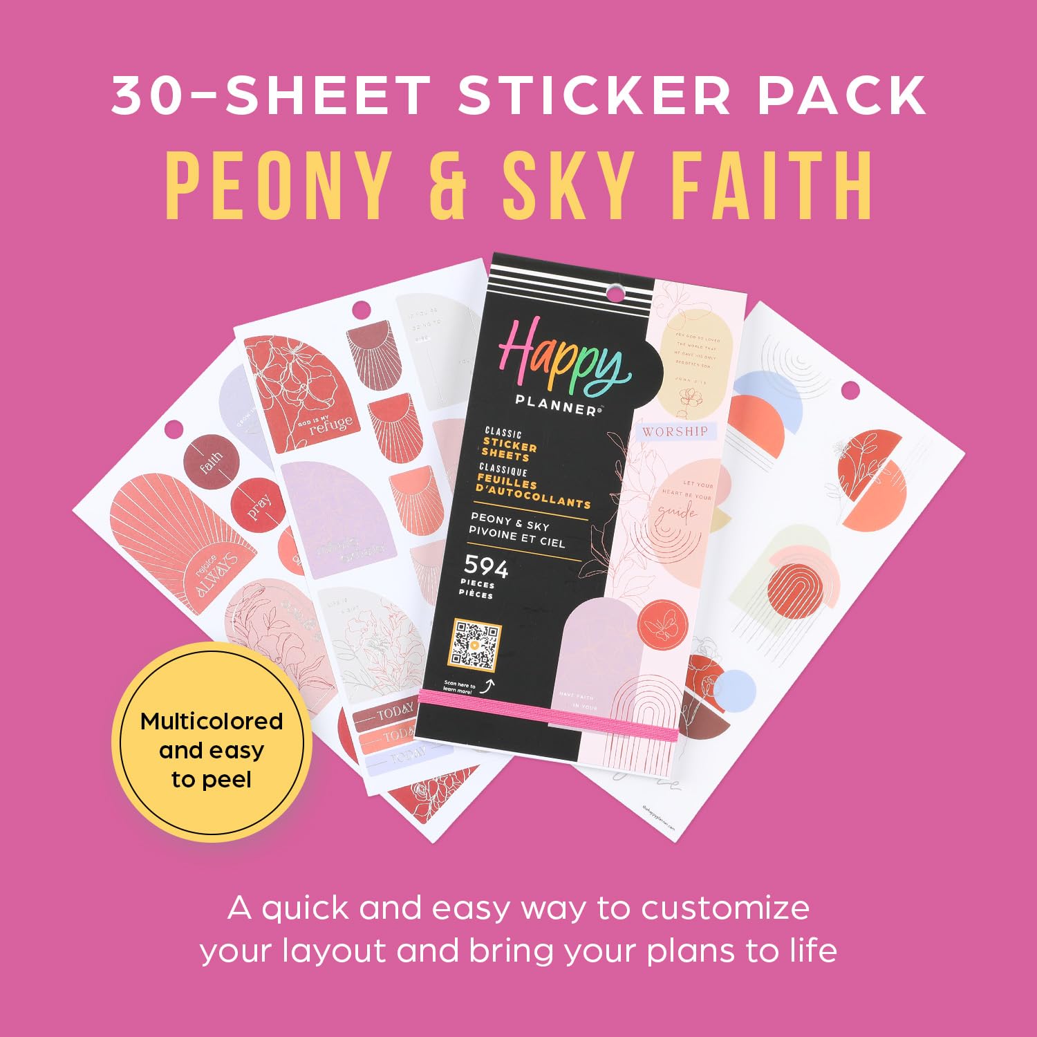 Happy Planner Sticker Pack, Easy-Peel Multicolour Stickers for Journals ...