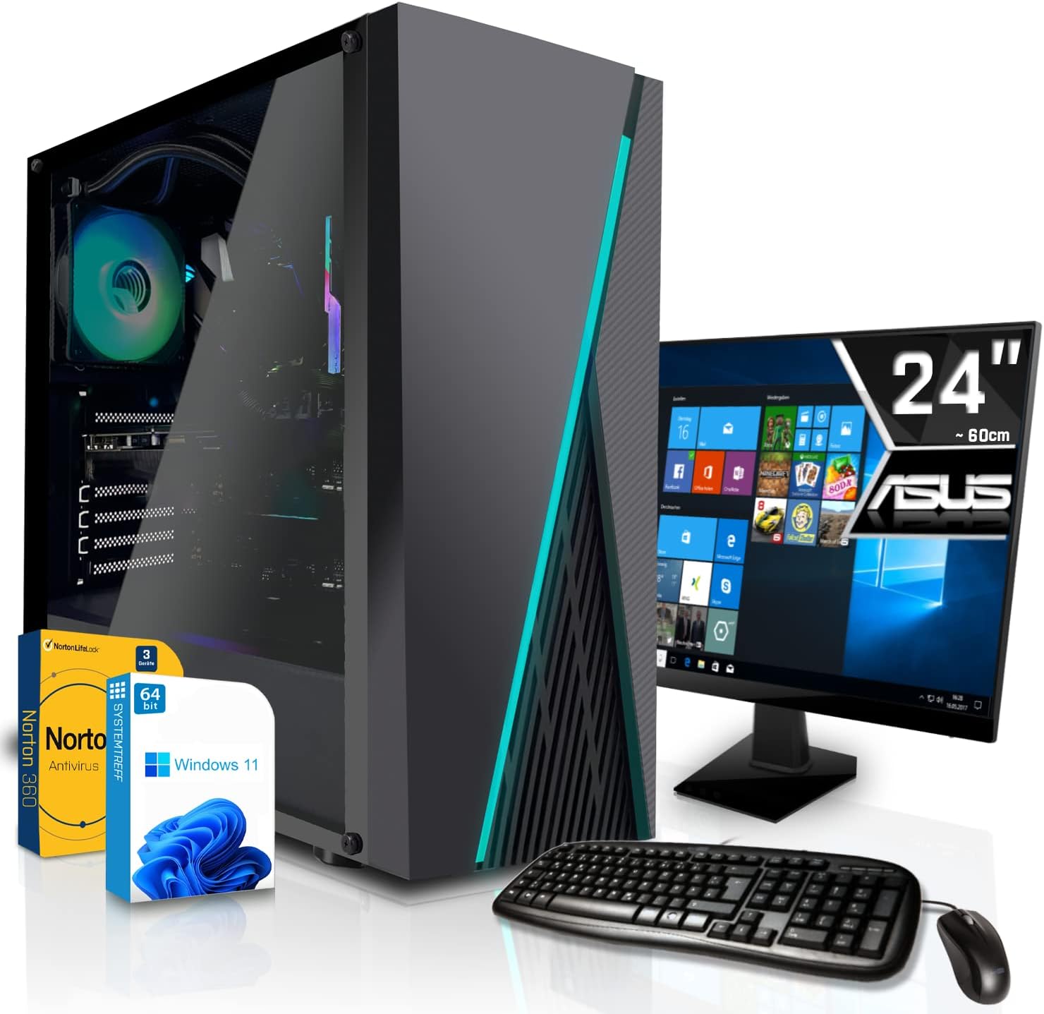 SYSTEMTREFF® Basic Gaming Komplett PC Set AMD Ryzen 5 PRO 4650G 6x4 ...