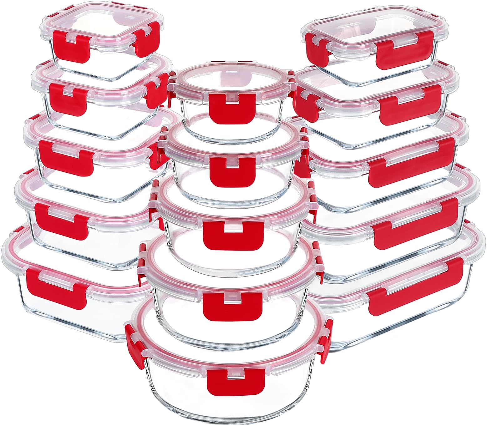 Amazon.com: VERONES 30 Pieces Glass Meal Prep Containers Set, Airtight ...