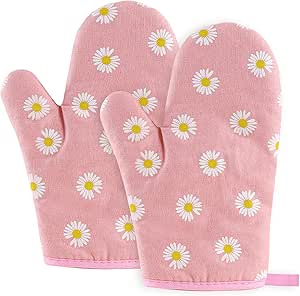 Amazon.com: Pink Oven Mitts 2Pcs Cute Heat Resistant Oven Gloves Non ...