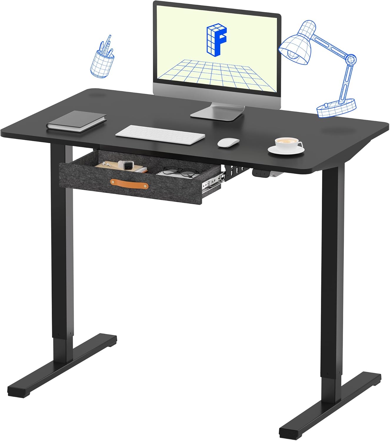 Amazon.com: FLEXISPOT Standing Desk with Pull-Out Drawer Storage Height ...