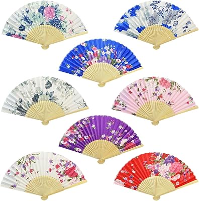 Amazon.com: 10pcs Floral Folding Hand Fan Flower Pattern Gold Side Lace ...