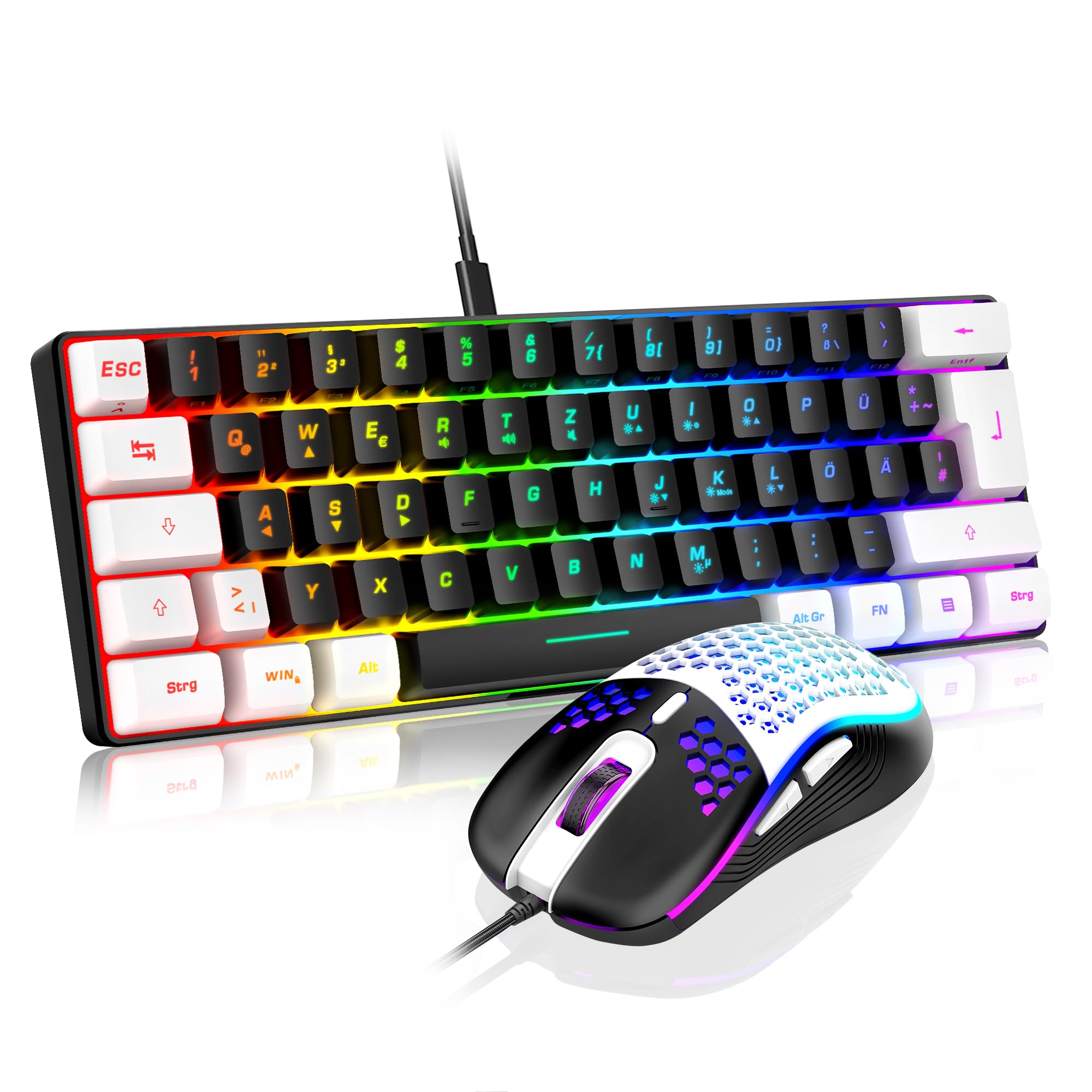 Buy RedThunder60% RGB Wired Gaming Keyboard and Mouse Set, Mini Gaming ...
