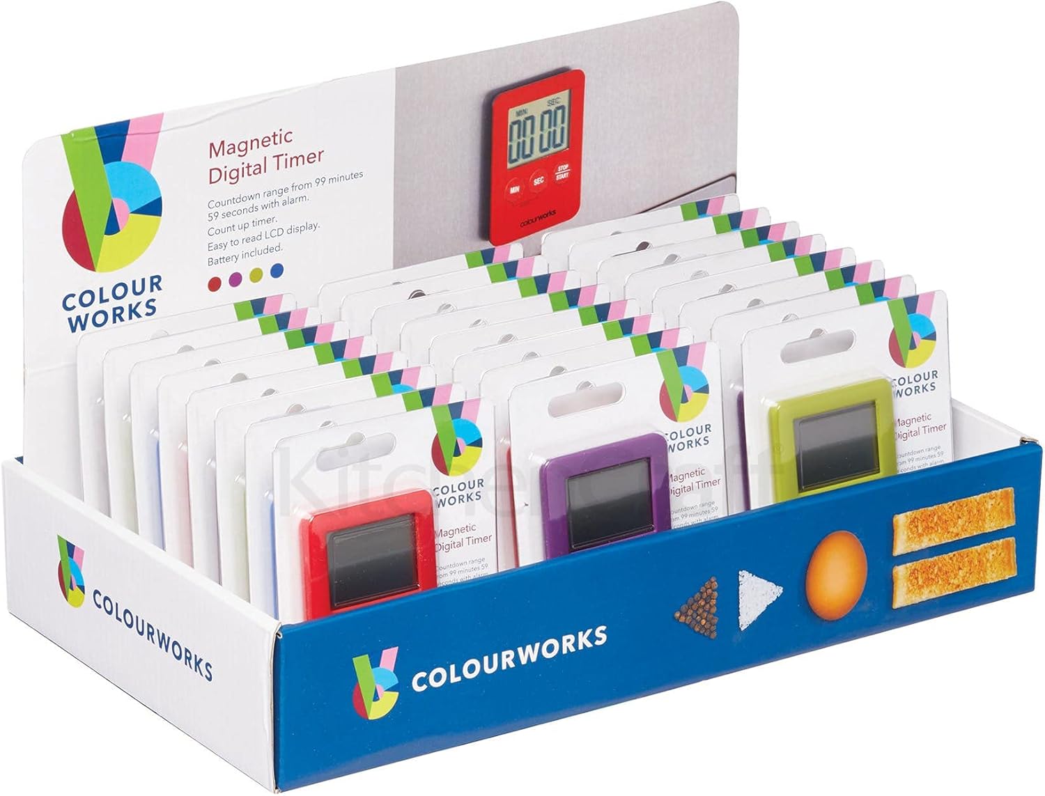 Colourworks Slimline Easy Read Digital Timers (Assorted Colours ...
