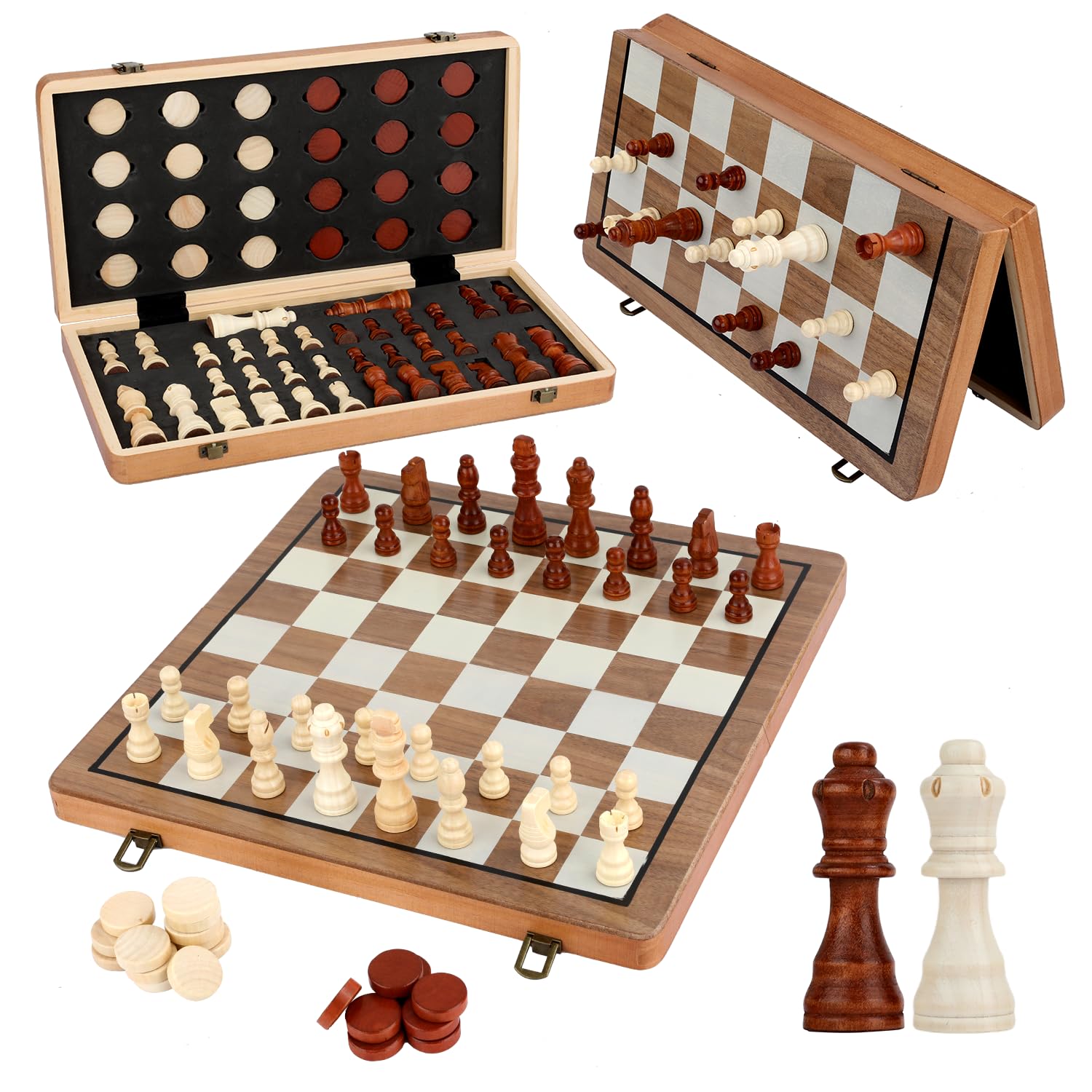 Amazon.com: MerryPony Wooden Chess Set for Adults & Kids, 15" Foldable ...