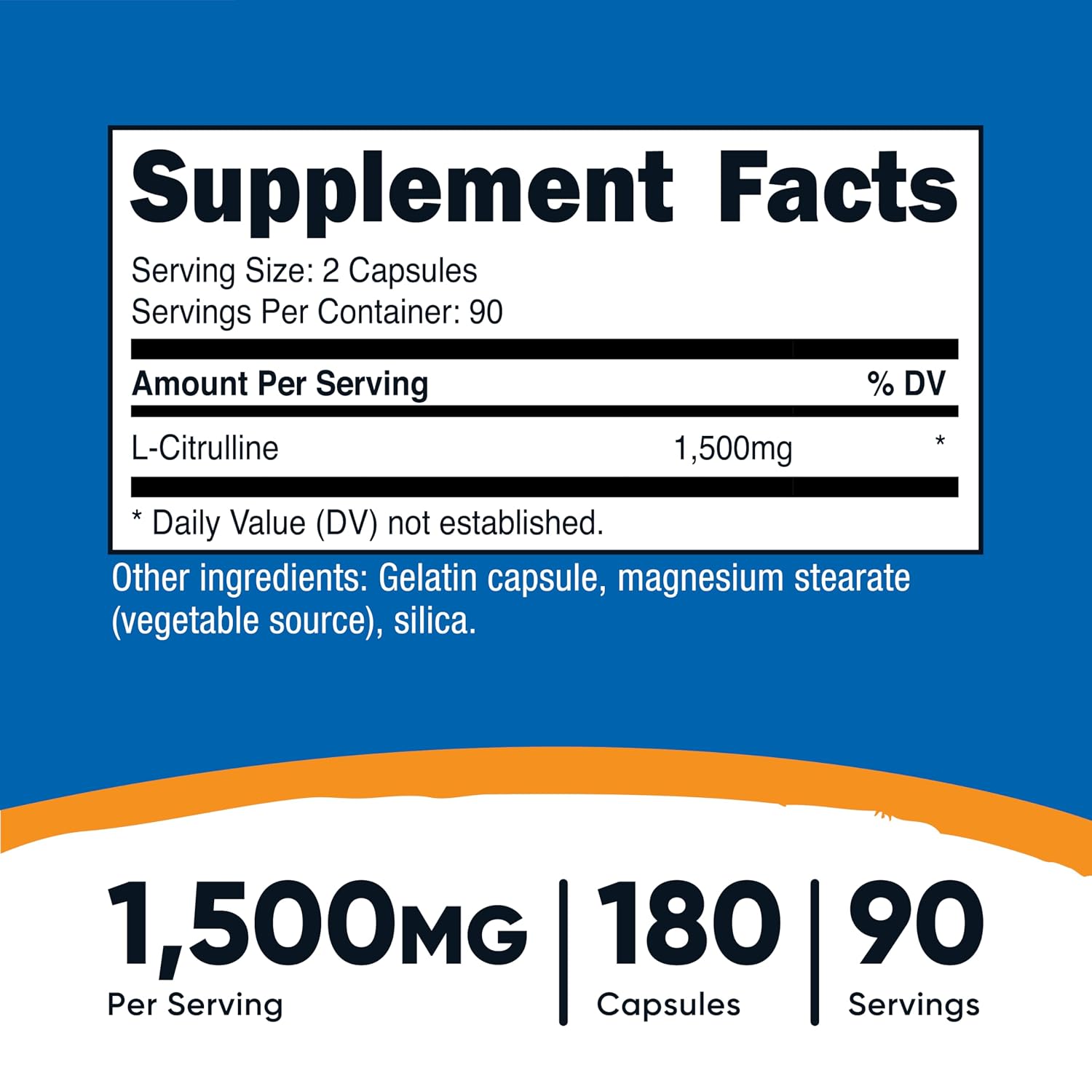 Nutricost L-Citrulline 1500mg, 180 Capsules - 750mg Per Capsule, Gluten ...