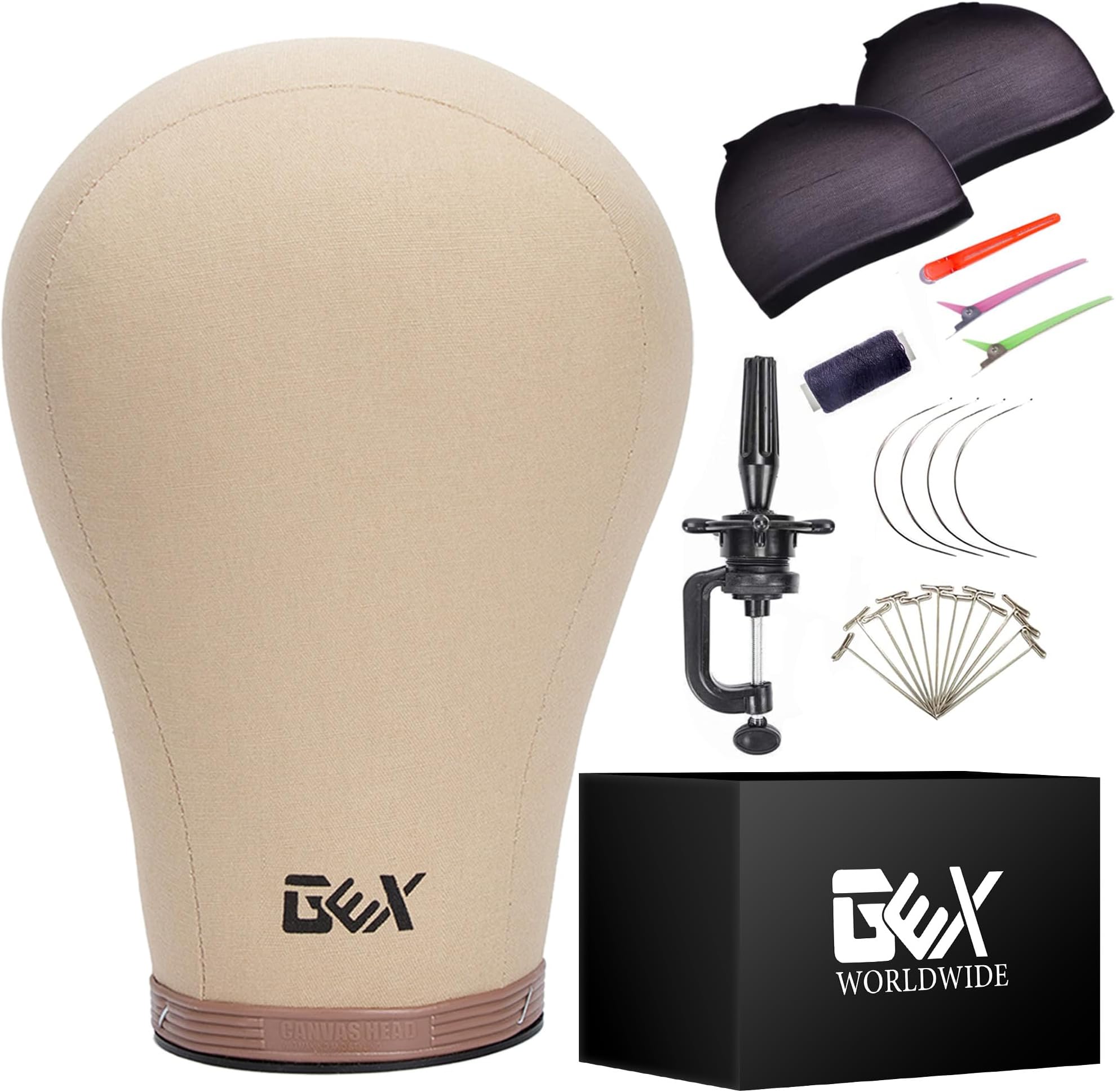 Amazon.com : GEX 22" Canvas Cork Wig Block Mannequin Head for Wig ...