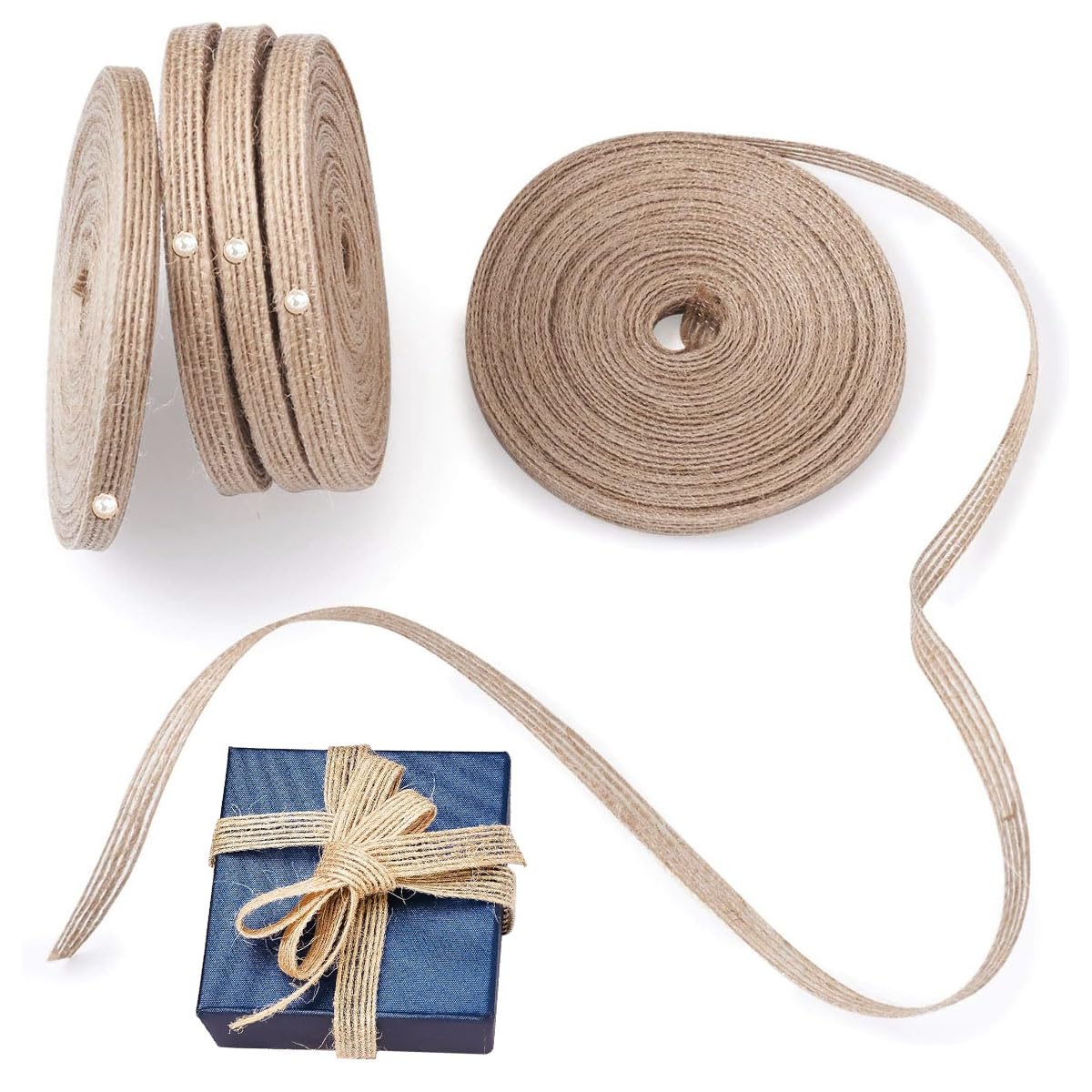 PATPAT® 5 Rolls Jute Burlap Ribbon, 3.94 inches Creative Jute Cloth ...