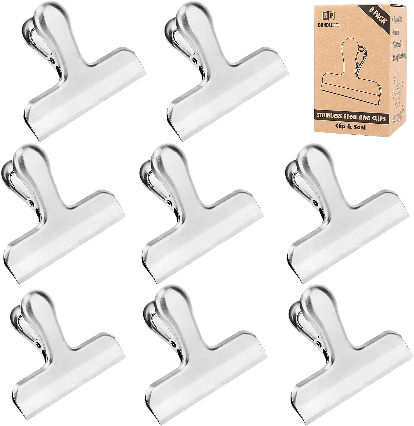 Amazon.com: Pack of 8 Bag Clips, Stainless Steel and Heavy Duty Metal ...