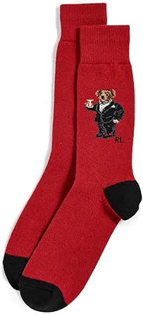 Amazon.com: Polo Ralph Lauren Men's Martini Bear Socks, Red, One Size ...