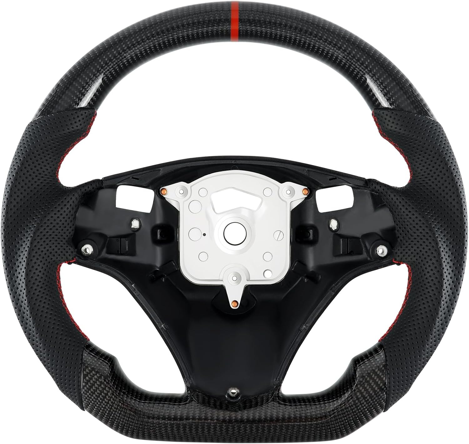 Acclcors Handcrafted Real Carbon Fiber Steering Wheel, Domed Flat ...