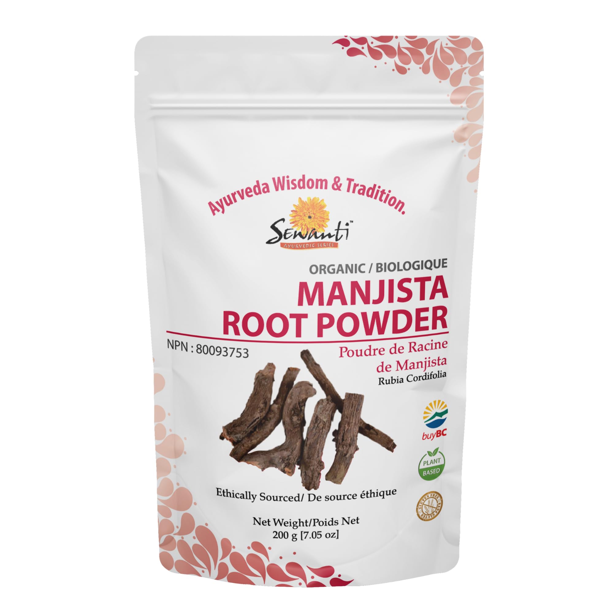 Organic Manjista Root Powder 200 g/NPN 80093753/ Rubia cordofolia ...
