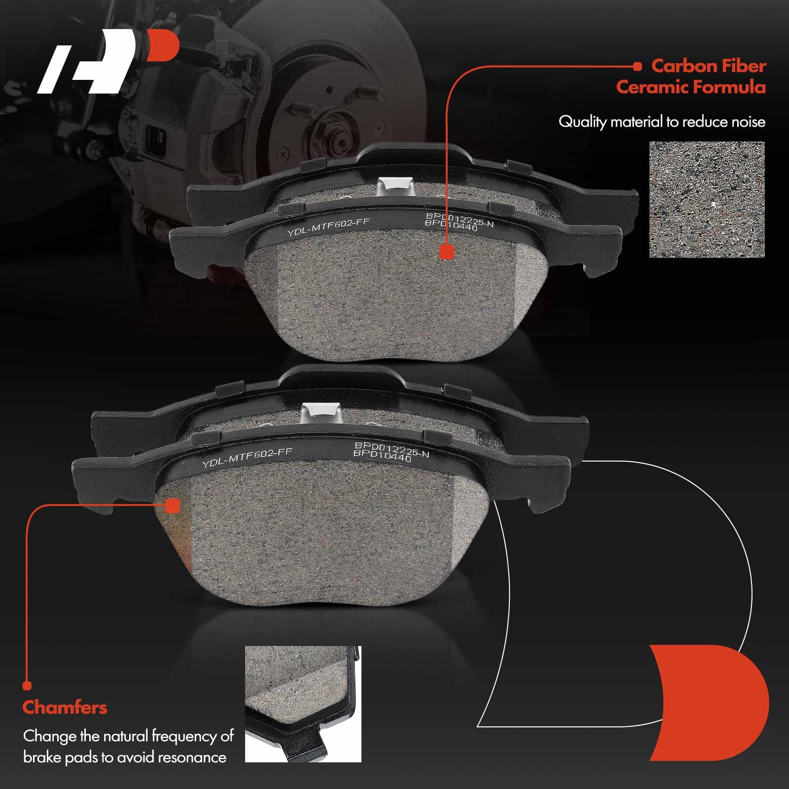 A-Premium Front & Rear Ceramic Disc Brake Pads Set Compatible with ...