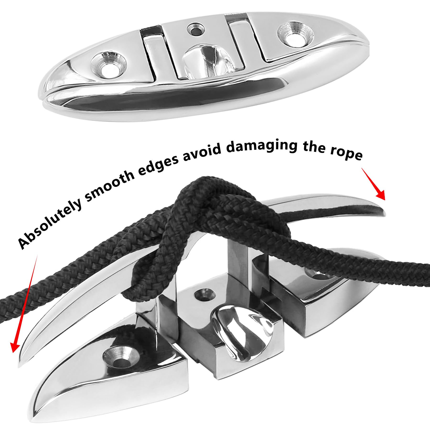 Snapklik.com : YANYUCB 316 Stainless Steel Boat Folding Cleats Flip Up ...