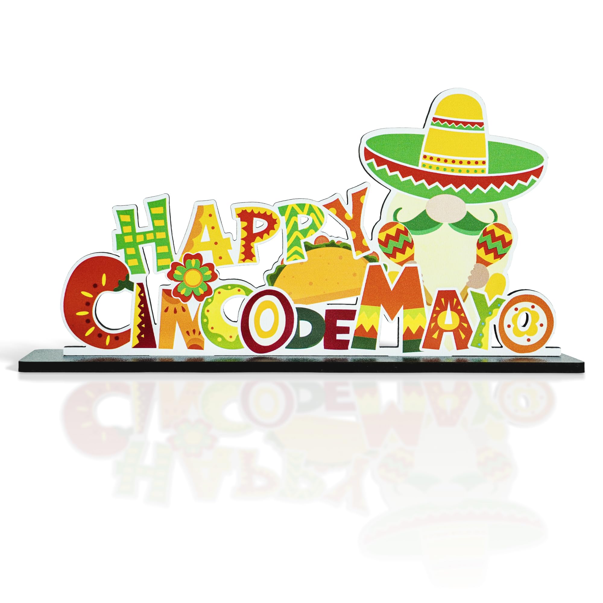 Amazon.com: Putuo Decor Mexican Fiesta Wooden Table Centerpiece, Happy ...