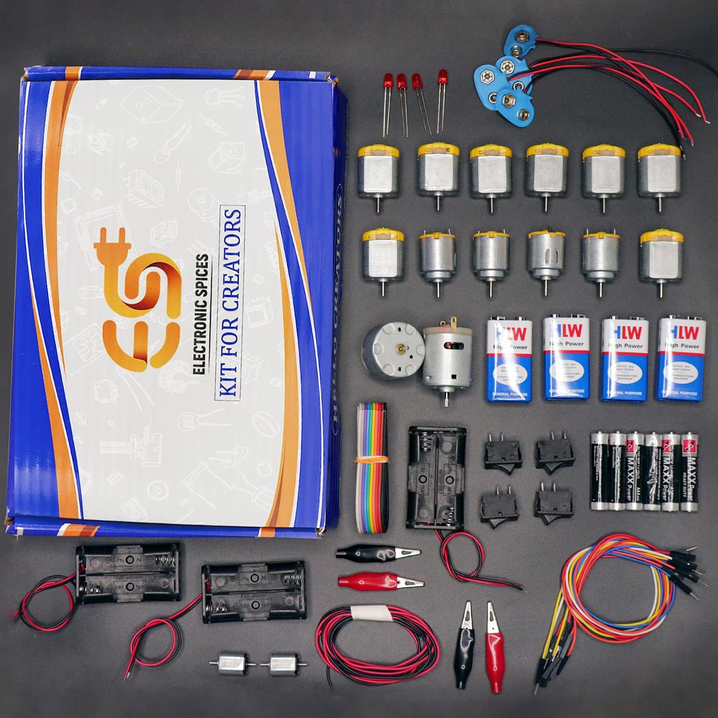 Electronic spices 48 Pcs Motor & Battery (4Types Motor and 2 types ...