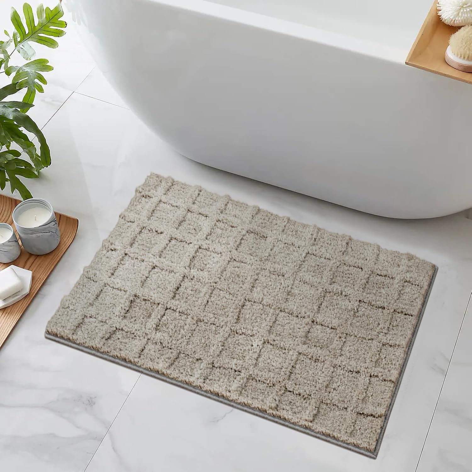 Amazon.com: HAOCOO Bathroom Rugs,18x25 inch Non Slip Washable Grey ...